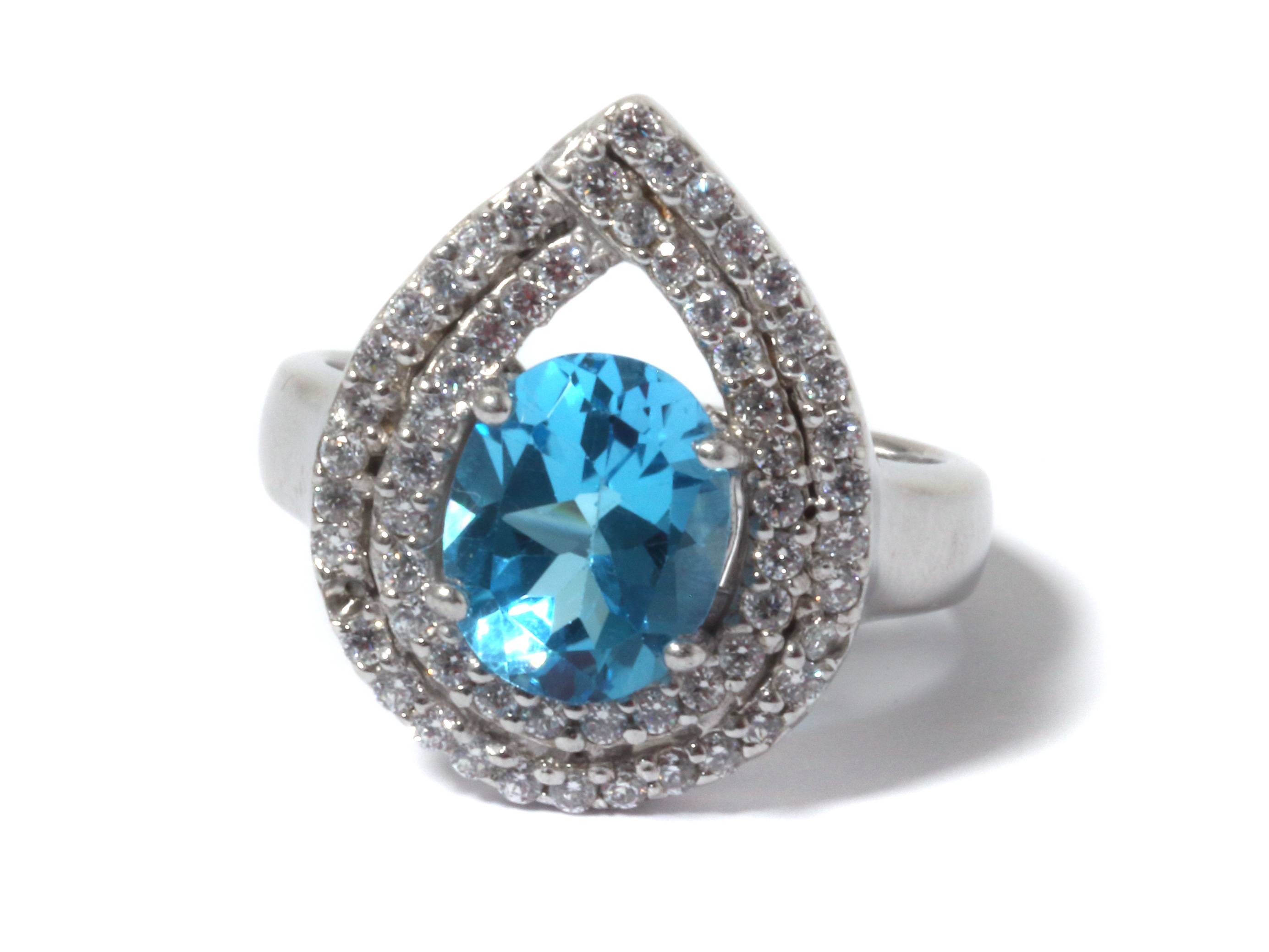 Серебряное кольцо с голубой вставкой. - SilverRoom.ru